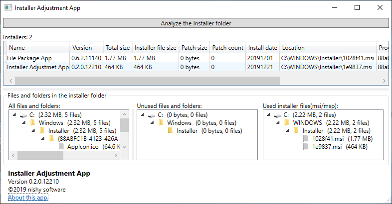 Installer Adjustment App 0.2.0 – nishy software (en)