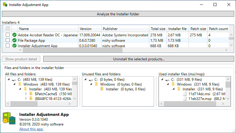 Installer Adjustment App 0.3.0 – nishy software (en)