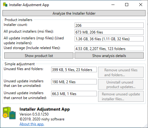 Installer Adjustment App 0.5.0 – nishy software (en)