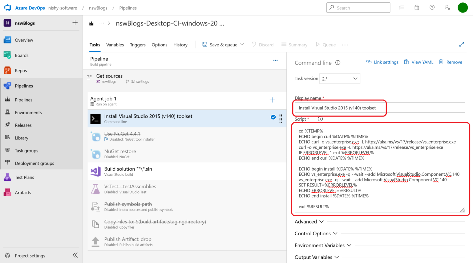 Azure DevOps PipelinesでVS2015 / VS2022の同時ビルド #2 – nishy software (ja)